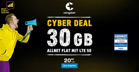 congstar Cyber Deal Allnet Flat M mit 30 GB für 20 mtl BlackFriday de