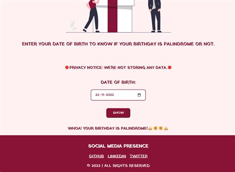 GitHub Gautam Balamurali Is Your Birthday Palindrome A Palindrome Birthday Checker That Will
