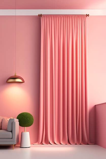 Premium Ai Image Empty Room With Cavern Pink Wall Beige And Brown
