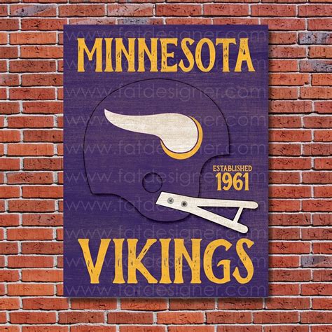 Minnesota Vikings Vintage Helmet Art Print Perfect For