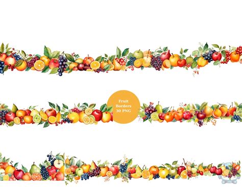 30 Fruit Borders Watercolor Clipart Border Clipart Png Individual