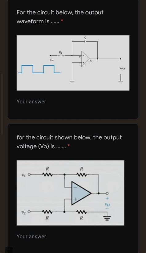Solved For The Circuit Below The Output Waveform Is Chegg
