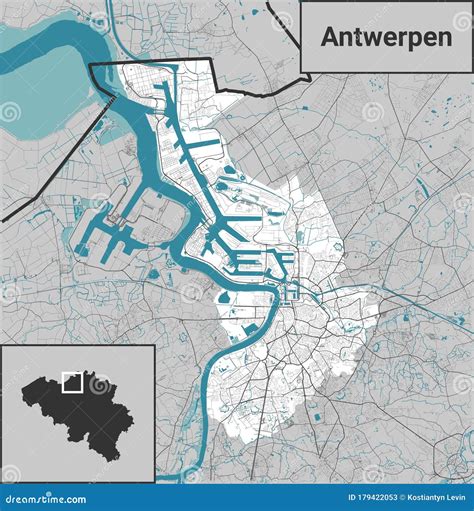Vector Map Of Antwerpen Antwerp Belgium Regions And Districts With