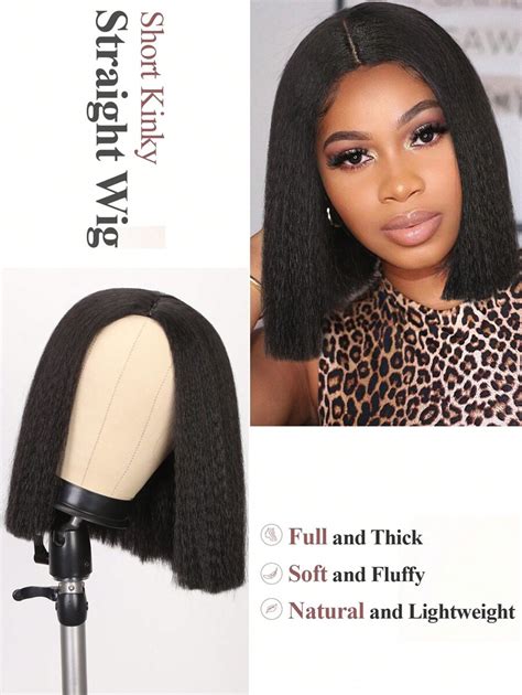 Short Yaki Bob Wig Shoulder Lenght Natural Black Straight Yaki Wigs 12