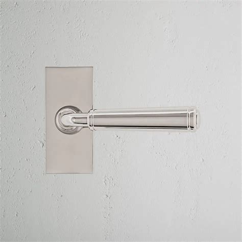 Digby Short Plate Sprung Door Handle Polished Nickel Door Furniture