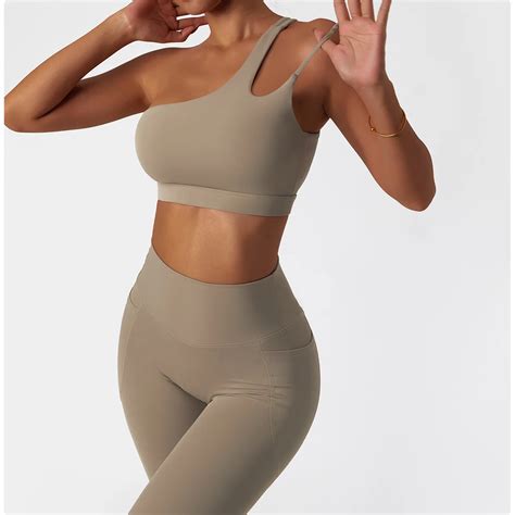 Women Activewear Workout Hollowed Out Gym Wear Suit One Shoulder Sports