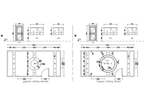 Detail 2d Plan Of Ceiling And Door Blocks Layout File In Autocad Format