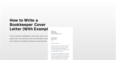 How To Write A Bookkeeper Cover Letter With Example