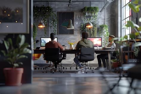 group collaborating in a workspace premium ai generated image
