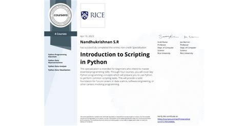 Nandhukrishnan S R On Linkedin I Have Completed Introduction To Scripting In Python