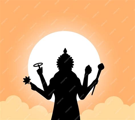 힌두교 신화 벡터 일러스트 레이 션 디자인의 인도 신 주 비슈누 민족 신 프리미엄 벡터