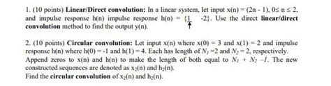 Solved Points Linear Direct Convolution In A Linear Chegg