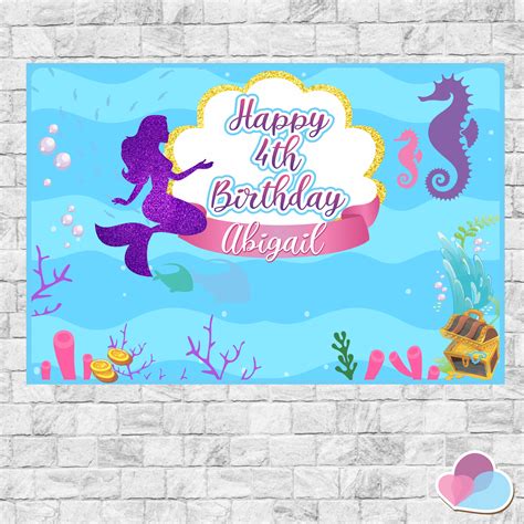 Mermaid Birthday Party Mermaid Backdrop Splish Splash Background