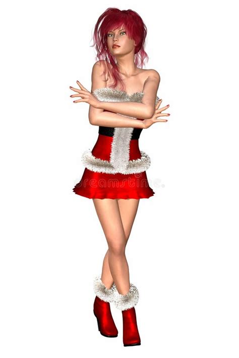 Illustration Of A Woman In Christmas Dress Stock Illustration