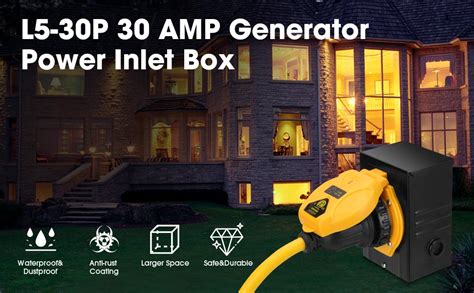 Lazmumi 30 Amp Generator Power Inlet Box Nema 3r L5 30p 125v 3750 Watts Power