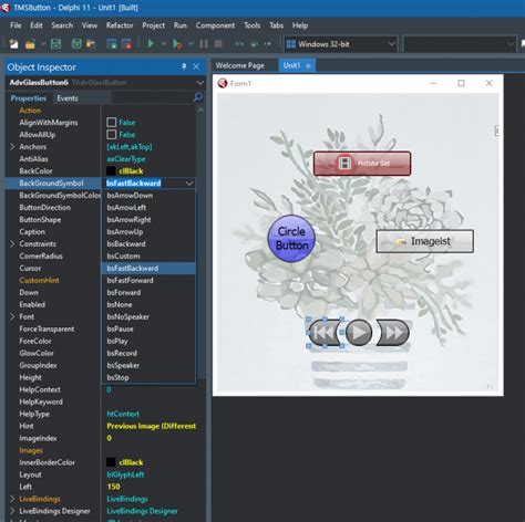 Tms Vcl Button 관련 컴포넌트 Tadvadvglassbutton 소개 기술 기고 델파이 C빌더 Rad 스튜디오 데브기어 포럼