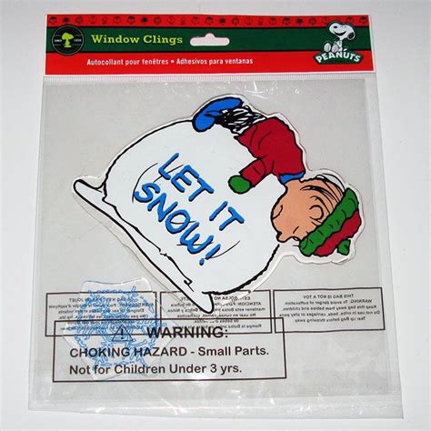 Linus On Snowball Christmas Gel Cling Window Clings Peanuts