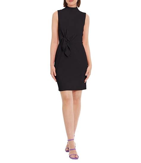 Donna Morgan Stretch Mock Neck Mini Sheath Dress Dillards