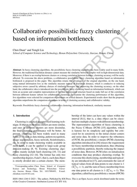 pdf collaborative possibilistic fuzzy clustering based on information