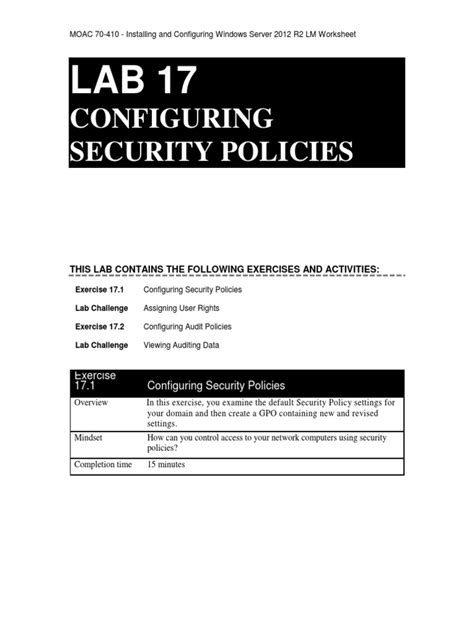 Configuring Security Policies In Windows Server Pdf Computer