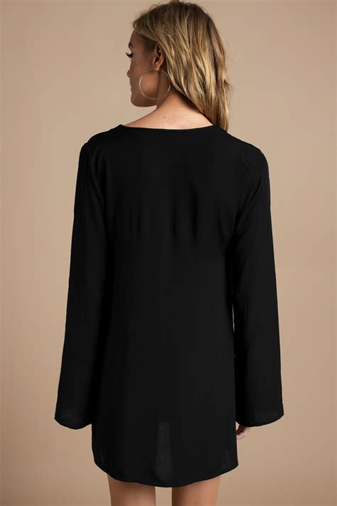 Cute Black Shift Dress Bell Sleeve Dress Shift Dress 29 Tobi Us