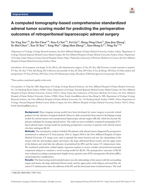 Pdf A Computed Tomography Based Comprehensive Standardized Adrenal