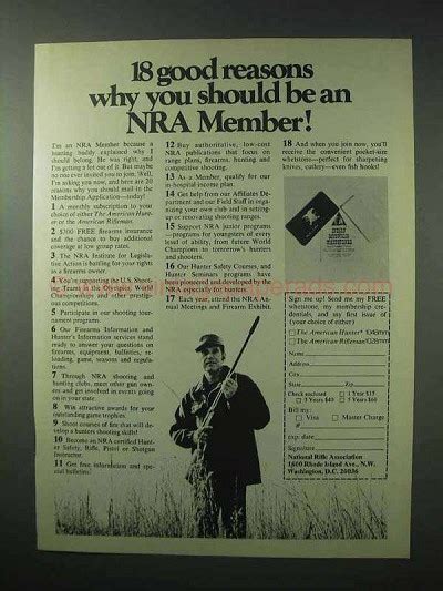 1978 National Rifle Association Nra Ad Good Reasons Bw0995