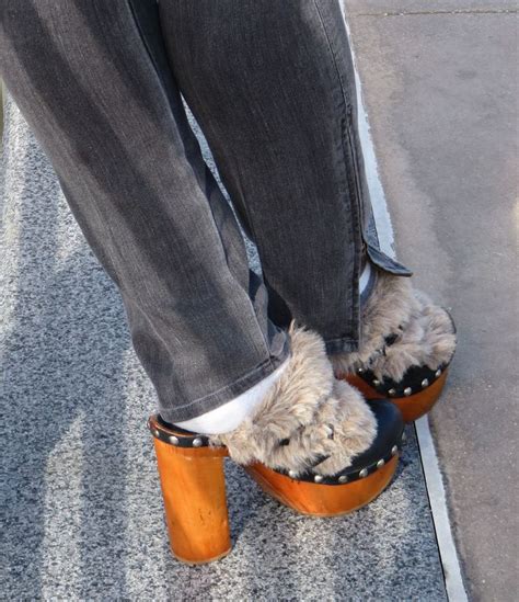Jeffrey Campbell Dana Platform Clogs With Rabbit Fur Platform Clogs
