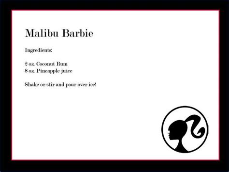 Barbie Inspired Cocktails Barbie Malibu Barbie Girly Party