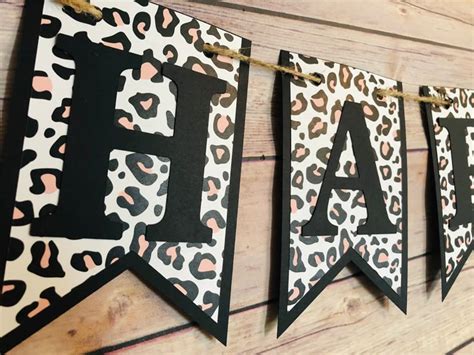 Pink Leopard Birthday Banner Leopard Banner Cheetah Banner Pink