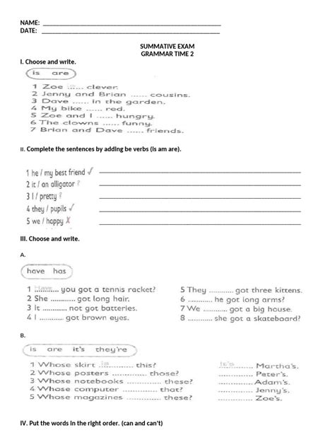 Summative Exam Grammar Time 2 Pdf