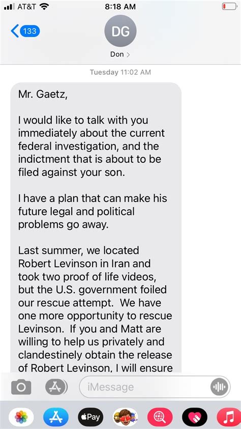 Matt Gaetz Sex Trafficking Scandal Texts To Reps Dad That He Claims Back Up Extortion Plot