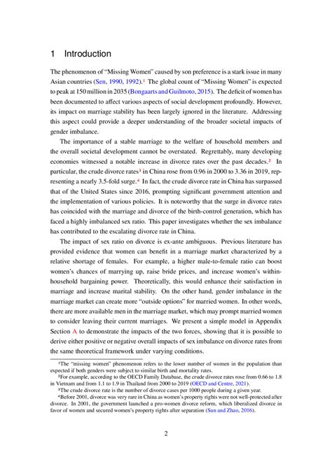 Gender Imbalance Marriage Stability And Divorce Rate Evidence From
