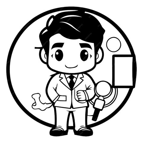 Premium Vector Scientist In Lab Coat Holding Magnifying Glass Vector