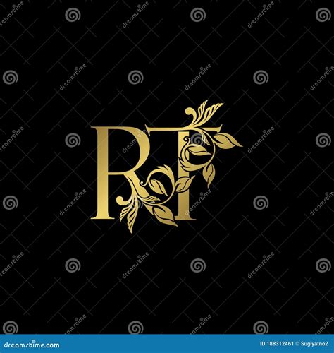 Letra Inicial Dorada R Y T Rt Logotipo De Lujo Icono Letra Oro Vintage