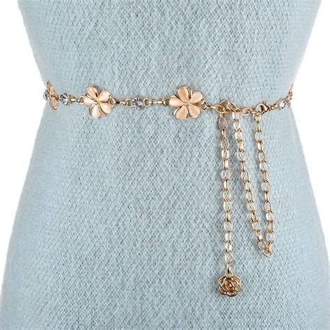 Yamezi Womens Belts Hot Gold Belt Chain Elastic Stretch Metal Strap