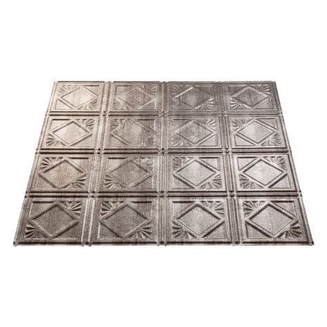 Fasade Traditional Style 4 Crosshatch Silver 2 Foot Square Lay In