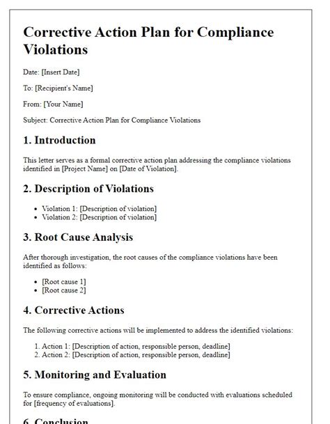 Letter Template For Project Corrective Action Plan Free Samples In Pdf Letterin