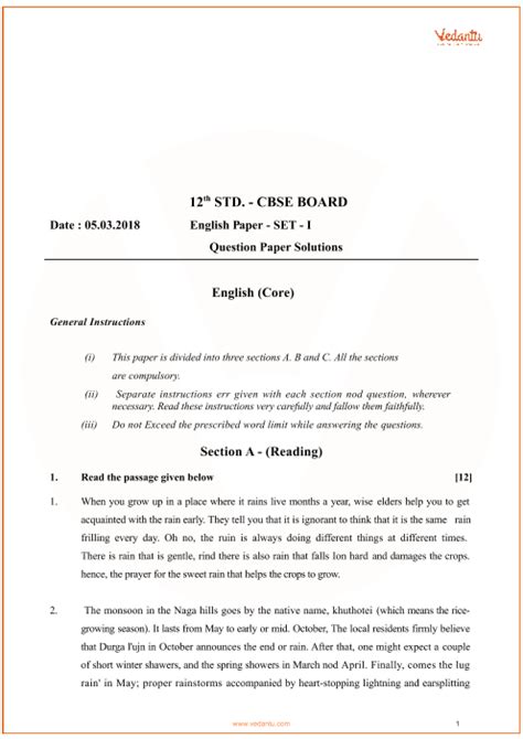 cbse class 12 english core question paper 2018 free pdf
