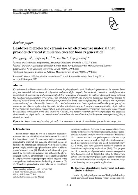 Pdf Lead Free Piezoelectric Ceramics An Electroactive Material That