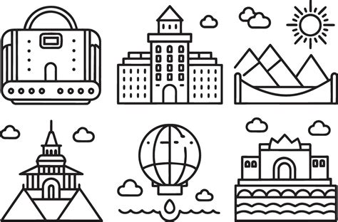 Travel Icons Set Outline Style Collection Of Travel Icons For Web