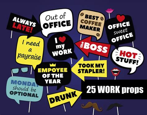 WORK Party Photo Props Funny Quotes For Office Party Photobooth