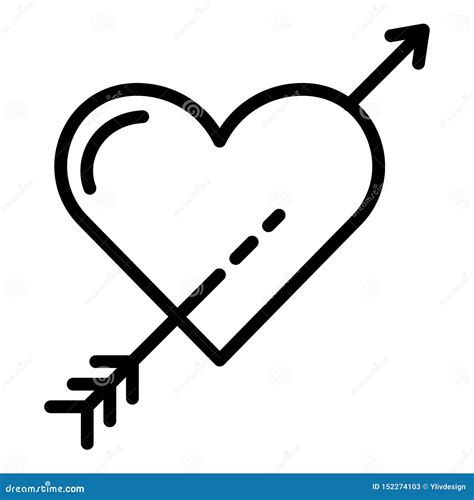 Heart Arrow Icon Outline Style Stock Illustrations 2666 Heart Arrow