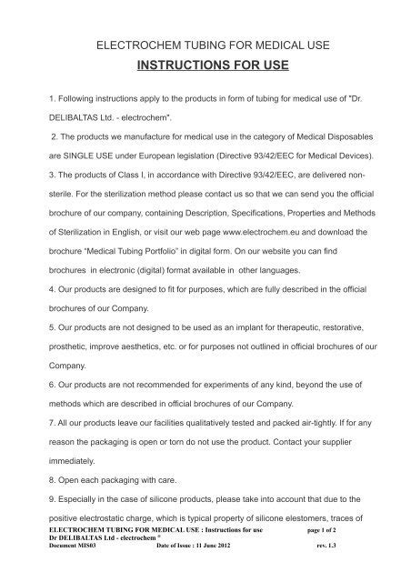 Download The Instructions For Use Of Our Medical Electrochem