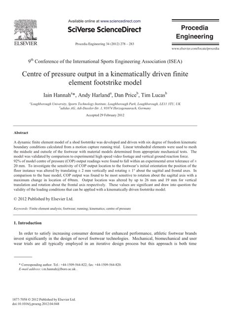 pdf centre of pressure output in a kinematically driven finite