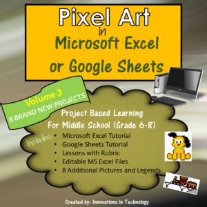 Pixel Art In Microsoft Excel Or Google Sheets VOLUME 3 Made By Teachers