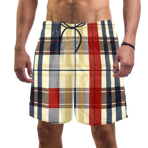 Swim Trunks Men Mens Swimming Trunks Swim Shorts Men Lattice Plaid