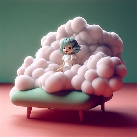 Premium Photo There Is A Small Doll Sitting On A Cloud Shaped Chair