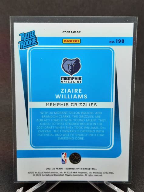 NBA Panini Donruss Optic Ziaire Williams Rated Rookie Blue Velocity EBay