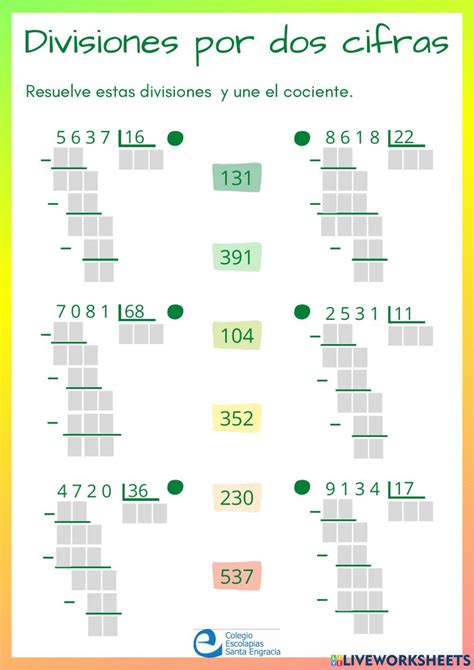 Divisiones Por Dos Cifras Interactive Worksheet